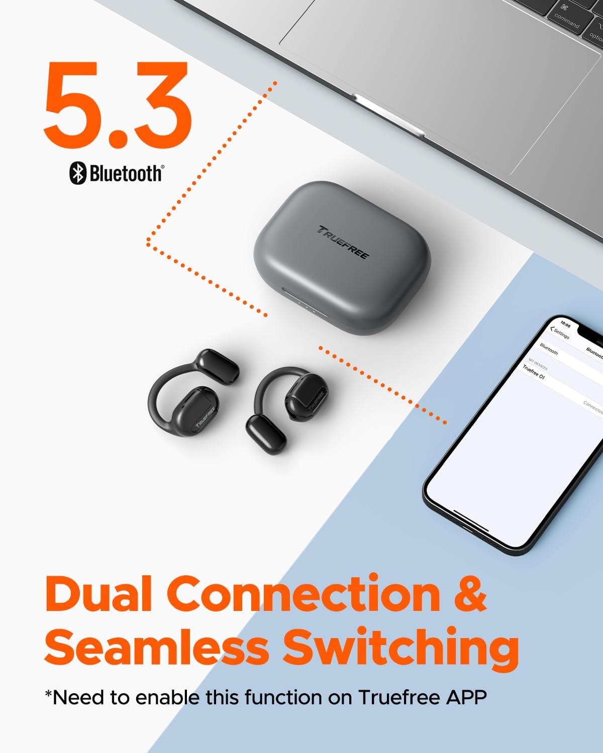 Truefree O1 Open-Ear Headphones, Bluetooth 5.3 Earbuds with Ear Hooks ...