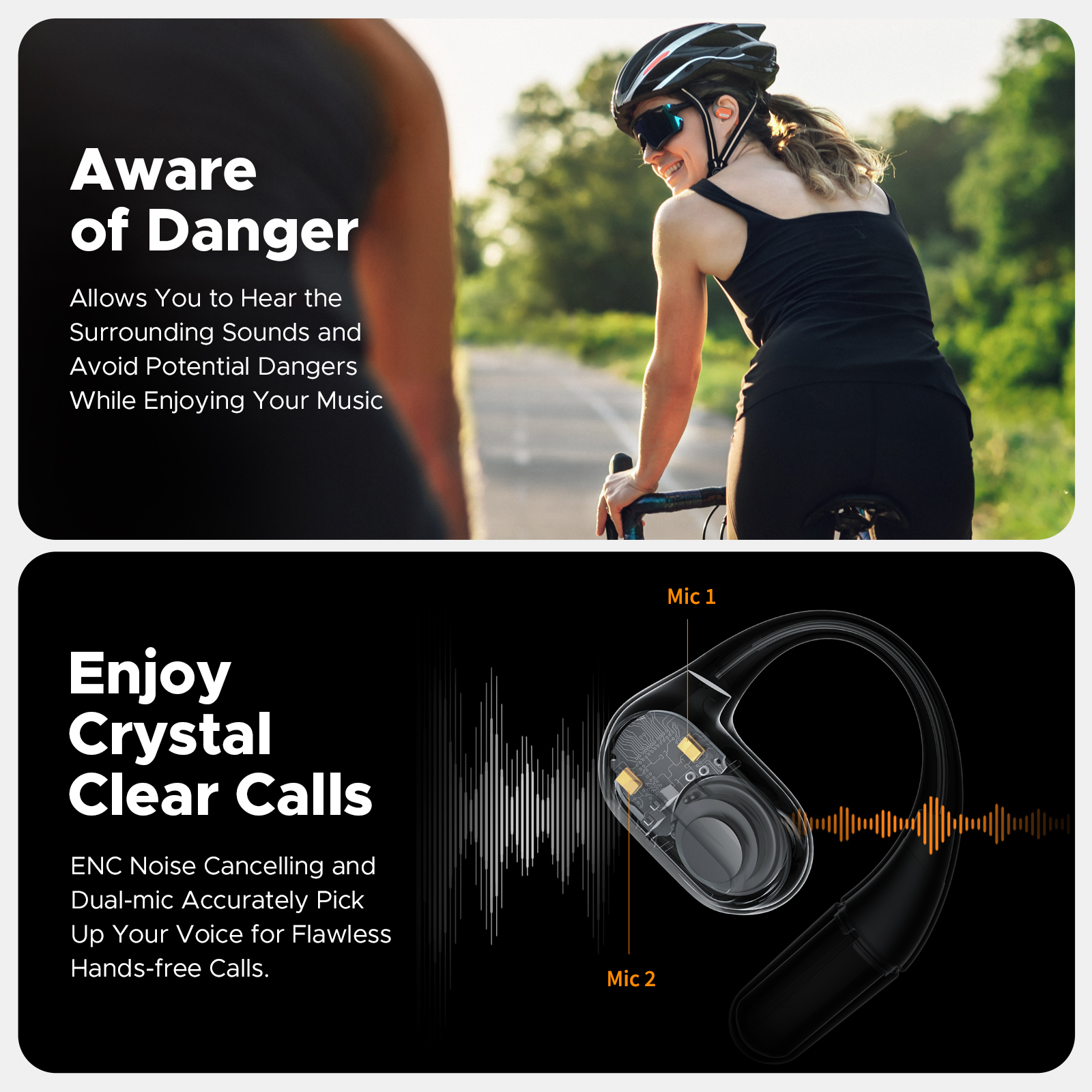 Truefree O2 Open Ear Headphones Ultra-Light, IPX5 Waterproof, 22H ...